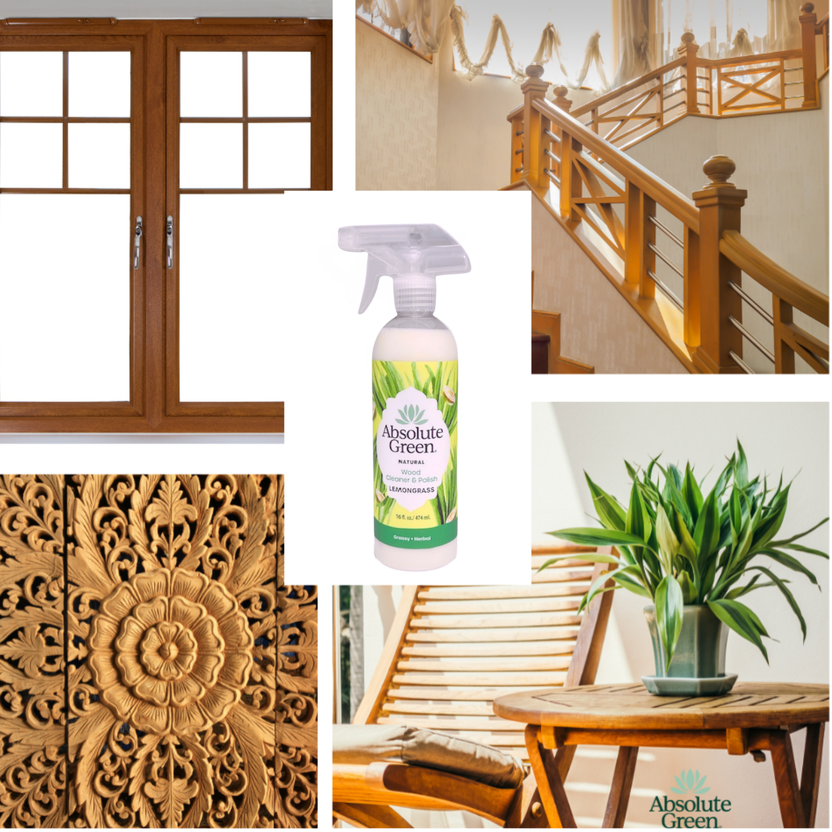 Lemongrass Wood Cleaner and Polish w Microfiber Cloth – Absolute Green